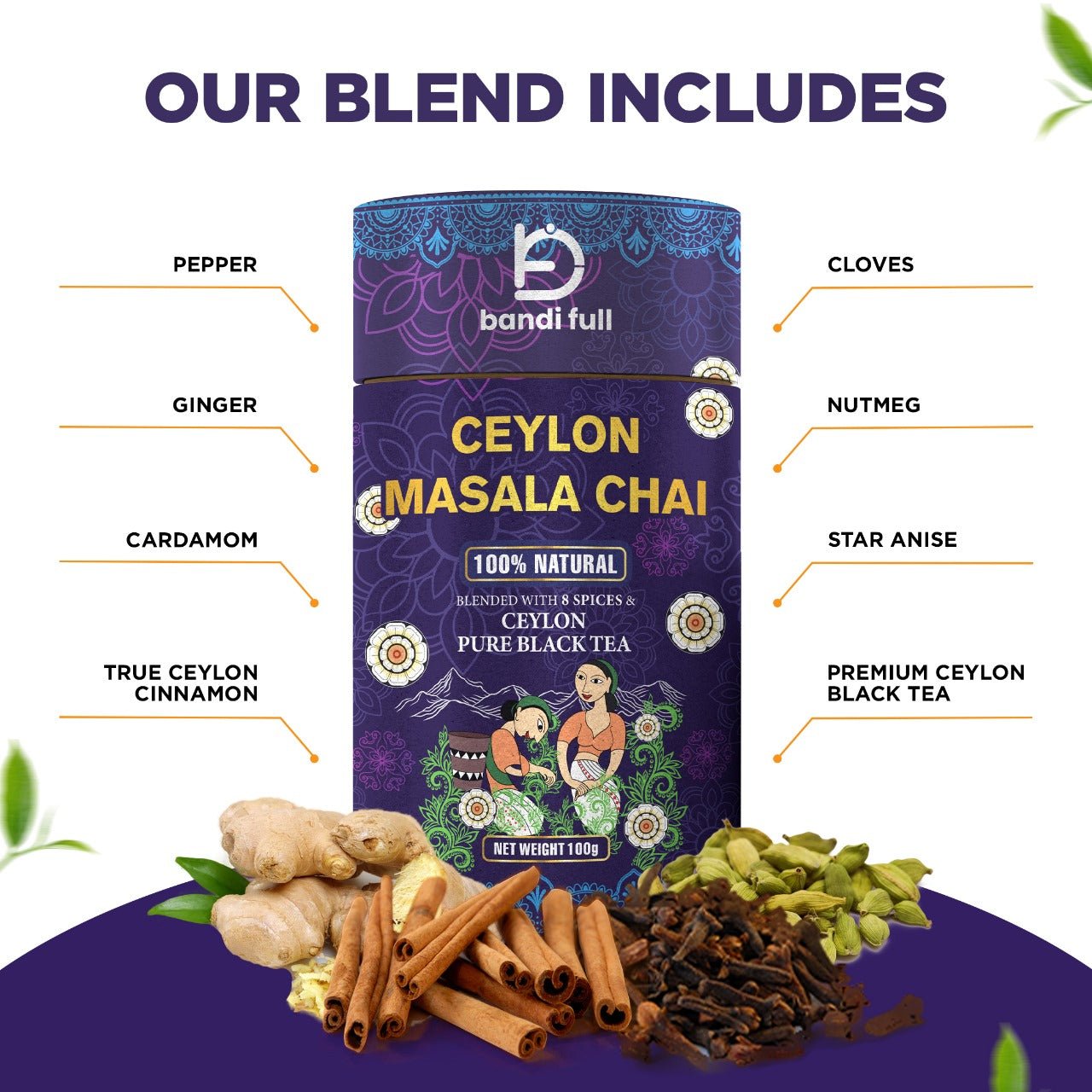 BandiFull Ceylon Masala Chai - Authentic Spice Blend